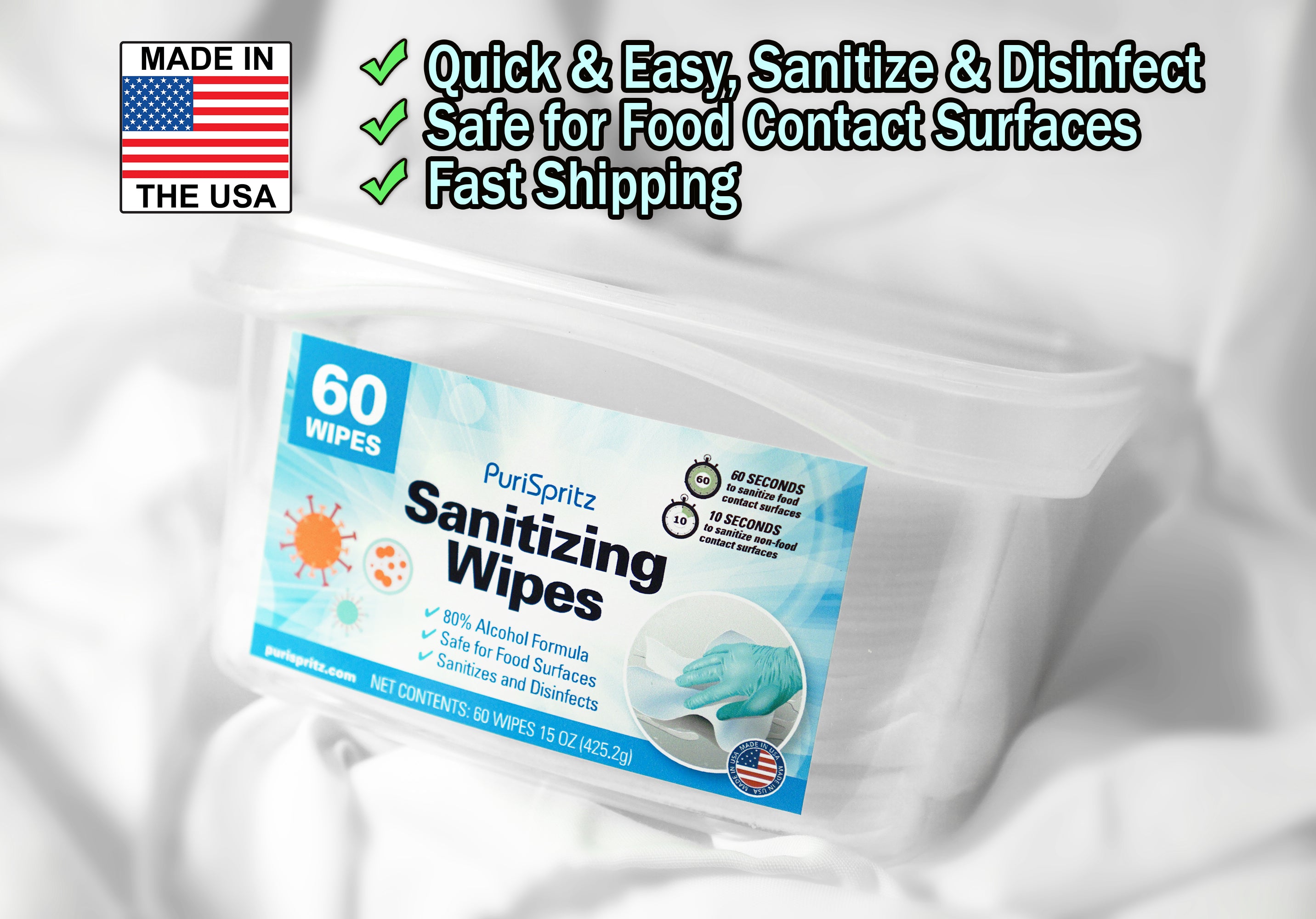 Sanitizing Disinfectant Wipes, 80% Alcohol